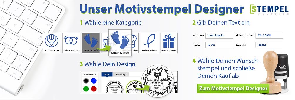 Stempel individuell Online bestellen und gestalten - 24h Service